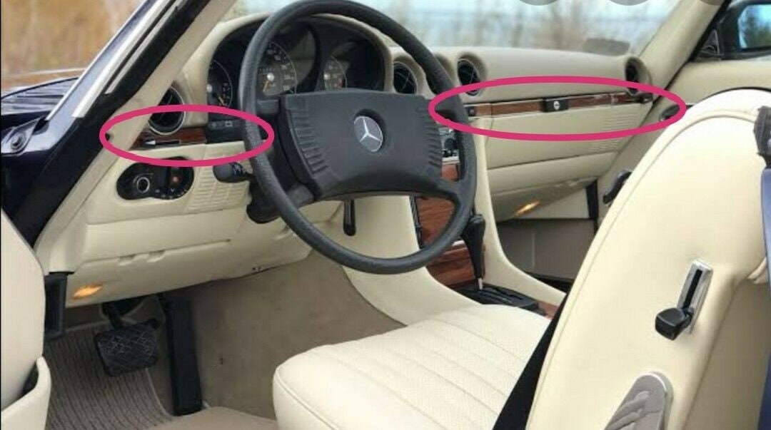 Mercedes sl r107 wood dashboard trim set burlwood mercedes 560sl trim ...