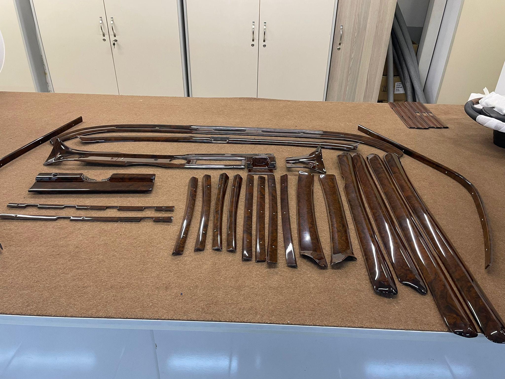Mercedes w108 wood trim set dash interior 24 pieces dash wood set trim ...